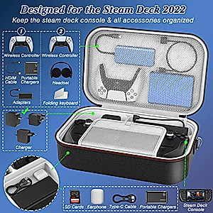 SteBeauty Steam Deck Case 2023 Upgrade, Carrying Case for Steam Deck Console & Accessories, Steam Deck Travel Case Built-in AC Adapter Charger Storage, Large Capacity
