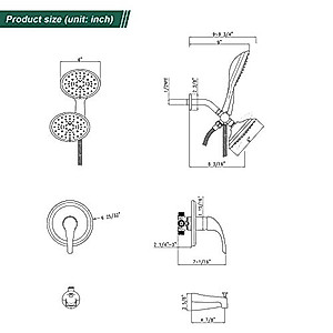 AIHOM Shower System Shower Faucet Set, Dual Shower Heads, 2 in 1 Shower Faucets Set with 5 Function Hand Shower and Tub Faucet Shower Combo Set, Brushed Nickel/Matte Black