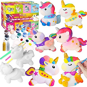 KMUYSL Unicorn Painting Kit, Arts and Crafts for Kids Ages 4-8+, Art Supplies with 8 Unicorn Figurines, Kids Toy Birthday Gifts for Boys Girls 3-5, 6-8 Years Old