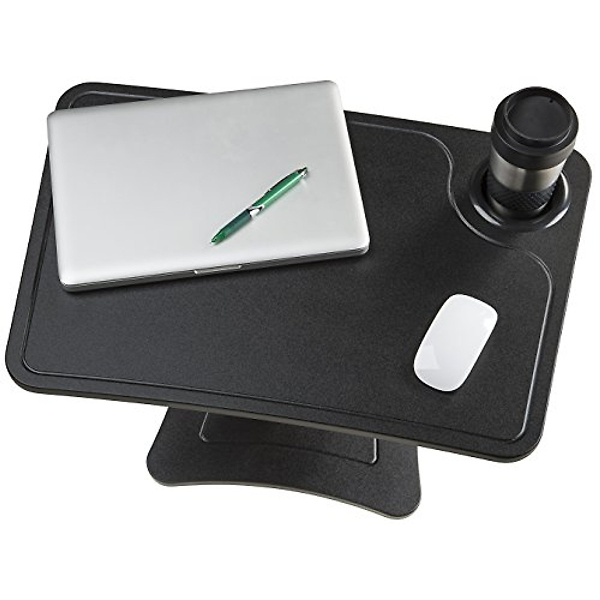 Victor DC240B High Rise Collection Adjustable Laptop Stand/Platform with Storage Cup, Air Hydraulic Lever Easily Raises and Lowers The Platform, Black