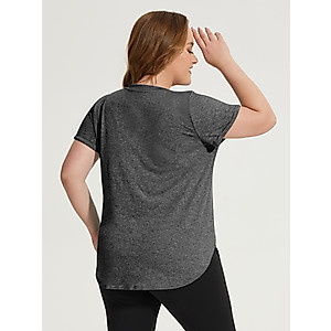FOREYOND Plus Size Workout Tops for Women Short Sleeves Shirts Sport Tee Clothing Loose Fit Athletic Yoga Running Summer Shirts