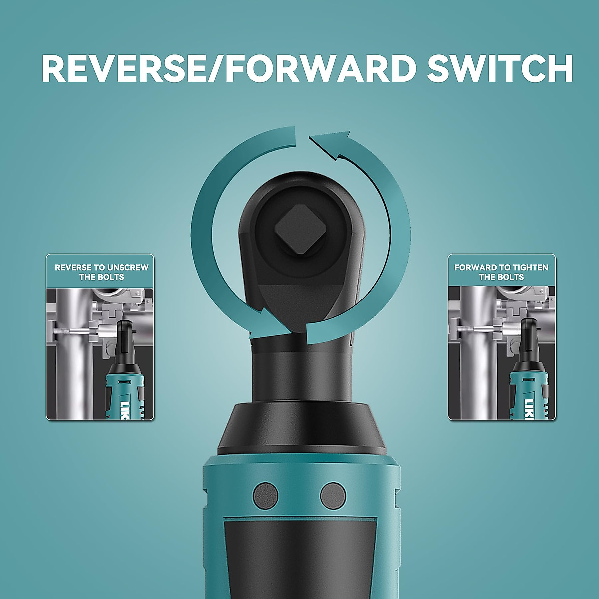 LIKI Cordless Electric Ratchet Wrench Set, 3/8" 12V Cordless Ratchet Kit，2 Packs of Lithium-ion Batteries and Chargers, 8 Sockets