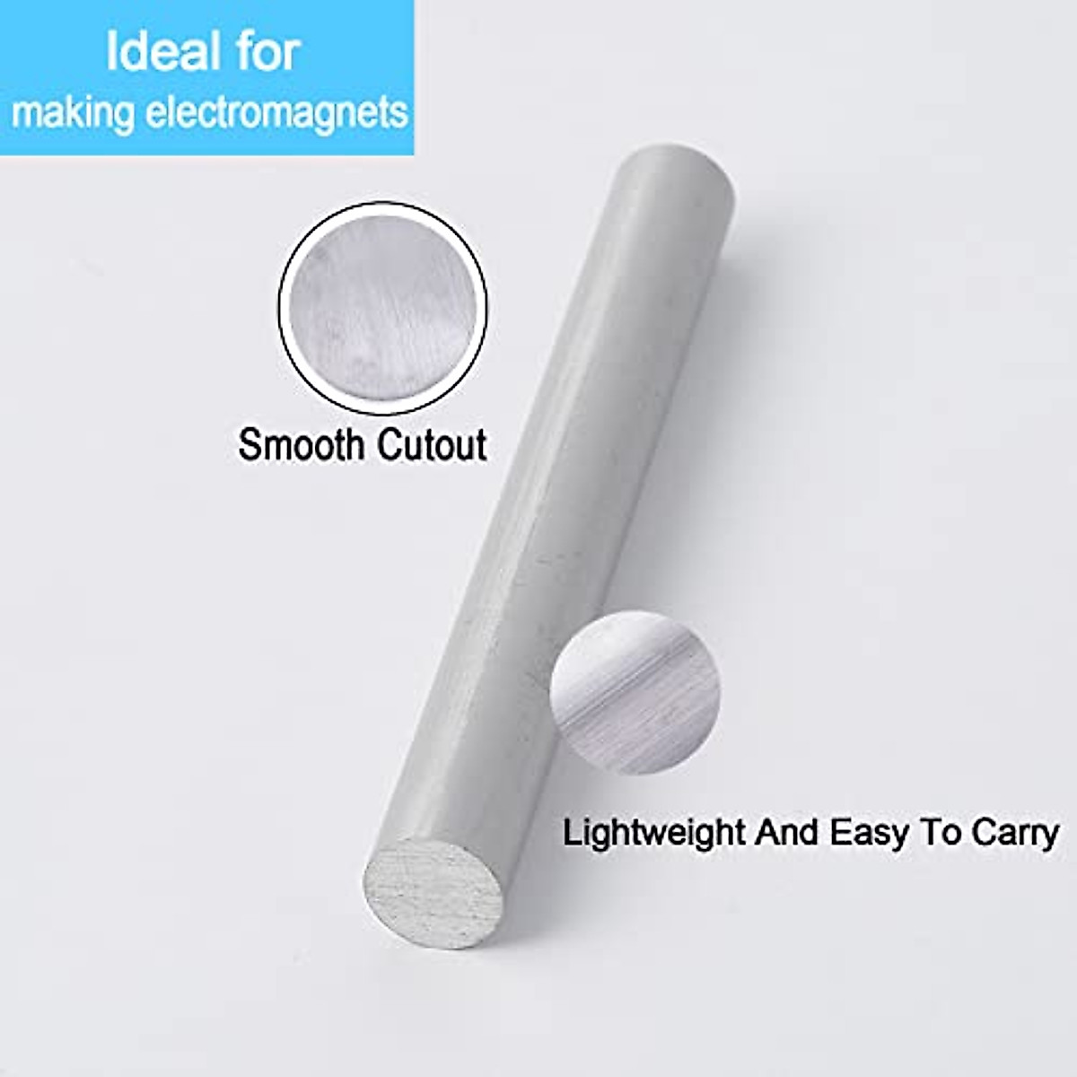 Soft Iron Rod, High Pure Iron Rod, Ideal Core for Making Electromagnets, 0.5" Diameter, 6" Long