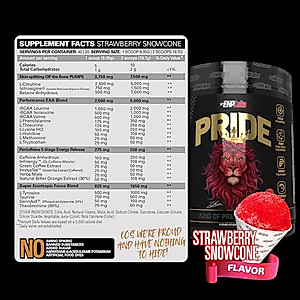 EHP Labs Pride Pre Workout Powder Energy Supplement - Sugar Free Preworkout for Men & Women, Energy Powder Boost Drink with BCAA - 280mg of Caffeine - Strawberry Snowcone (40 Servings)