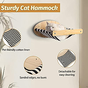 Cat Wall Shelves - Wall Mounted Cat Shelves Perches for Wall Cats Wall Furniture Climbing Shelves Cat Hammock Perches Scratching Post Cat Activity Tree Climbing Bridge Ladder Steps Indoor