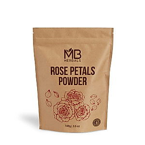 MB Herbals Rose Powder 100g (3.5oz) | For Face Packs & Facial Mask Formulations | 100% Pure & Natural | No Chemical Preservative | No Artificial Color | Rose Petals Powder