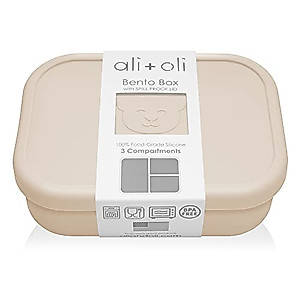 Ali+Oli Leak Proof Bento Box (Coconut) Food-Grade Silicone Bento Box, BPA, Phthalate, Lead, & PVC Free - Bento Lunch Box for Kids and Adults - Leak Resistant Sets With Lids Container