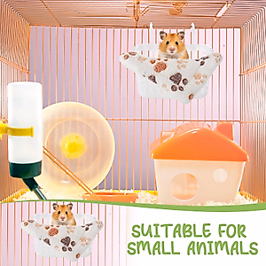 Geetery 5 Set Rat Hammock for Cage Chew Proof Rat Toys Warm Bed, Small Animal Hanging Basket Ferret Cage Accessories and Habitats Removable Nest Mat for Hamster, Sugar Glider, Hedgehog (Paw, Star)