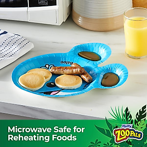 Hefty Zoo Pals Party Edition Paper Plates for Kids, Assorted Animal Designs, 7.75 Inches with Two Dipping Compartments, 20 Count