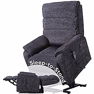 FirstClass™ Sleep-to-Stand Lift Chair 2.0, Perfect Chair for Sleep/Relaxation. True Lay-Flat Sleeping Recliner. 2 Motor for Independent Back and Foot Adjust. Incl Heat/Massage