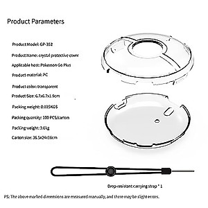 NUHFUFA Clear Protective Case for Pokemon GO Plus+ 2023, PC Crystal Cover Case with Hand Strap Sturdy and Anti-Fall Compatible with Pokemon GO Accessories