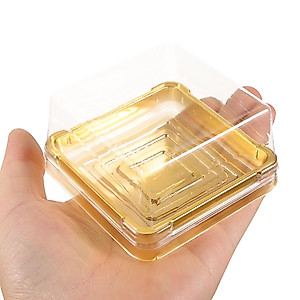 Healvian 50pcs Boxes Muffins Moon Cake Containers Dessert Containers with Lids Mousse Container Cake Carrier Cake Container with Lids Mini Cupcake Container Plastic Display Stand Household