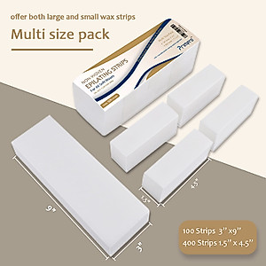 Primpro Salon Quality Non-woven Wax Strips for Body and Facial Hair Removal Multi Size Pack (500)