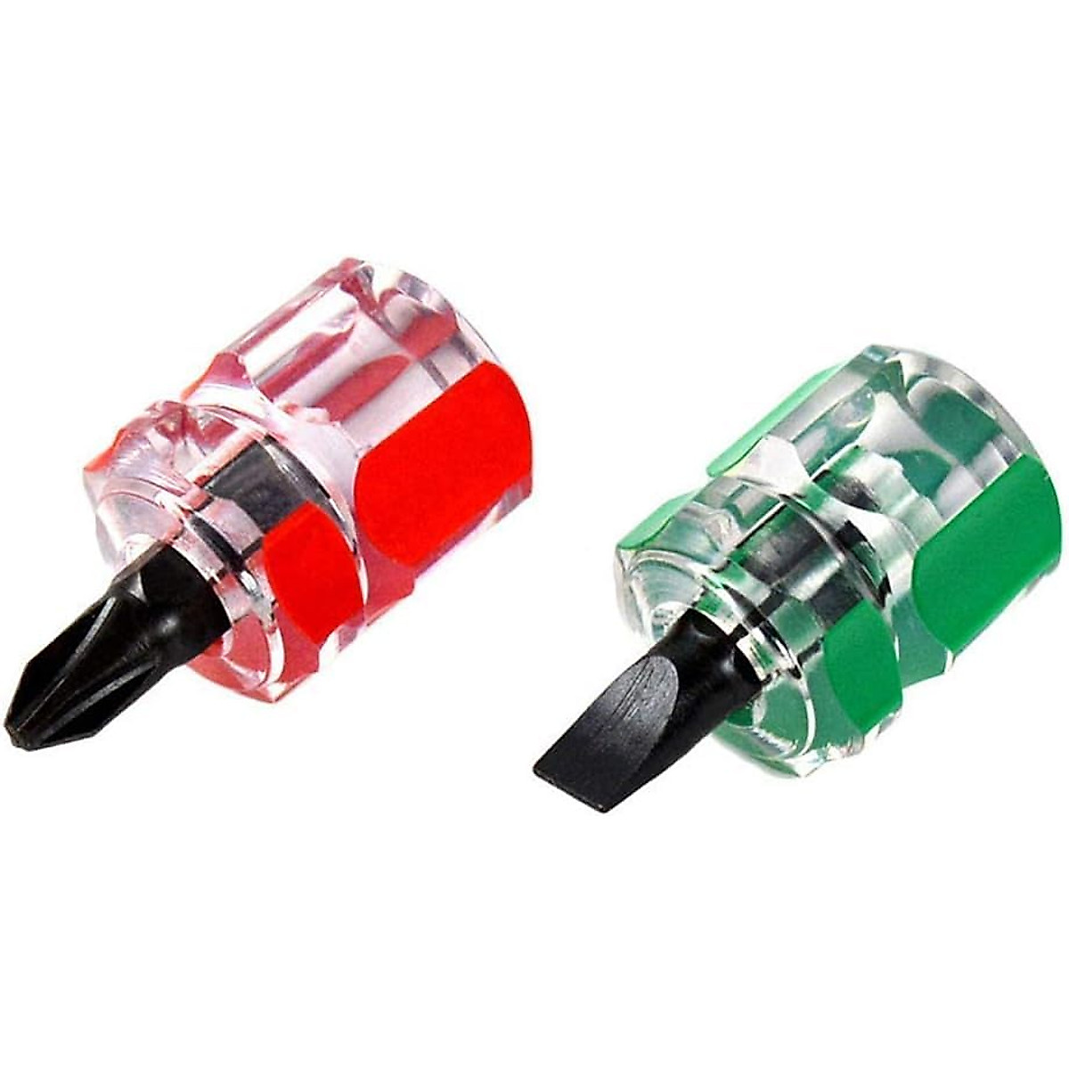 2 Pcs Red and Green Screwdriver Set Mini Stubby Slotted Screwdriver Set Adorable Quality and Practical Deft Design Screwdrivers and Nut Drivers