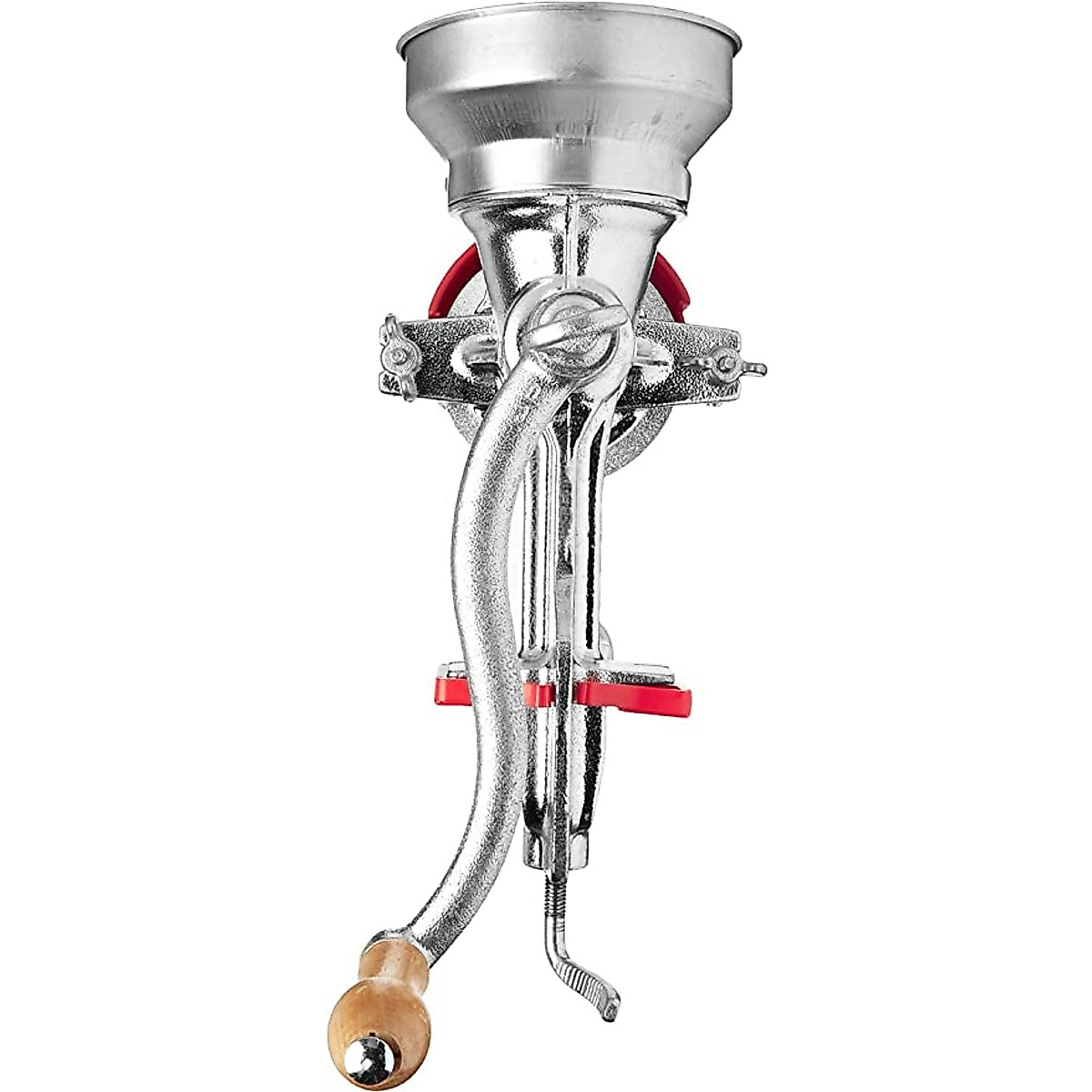 Victoria Manual Low Hopper Grain Grinder, silver, red