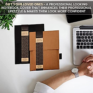 Moonsafari A5 Reusable Notebook Cover & Rocketbook Cover Smart Business Notebook Cover for Everlast, Fusion, Wave, Moleskin and More with Pen Loop & Business Card Holder - Brown,A5/Executive 8.8" x 6"