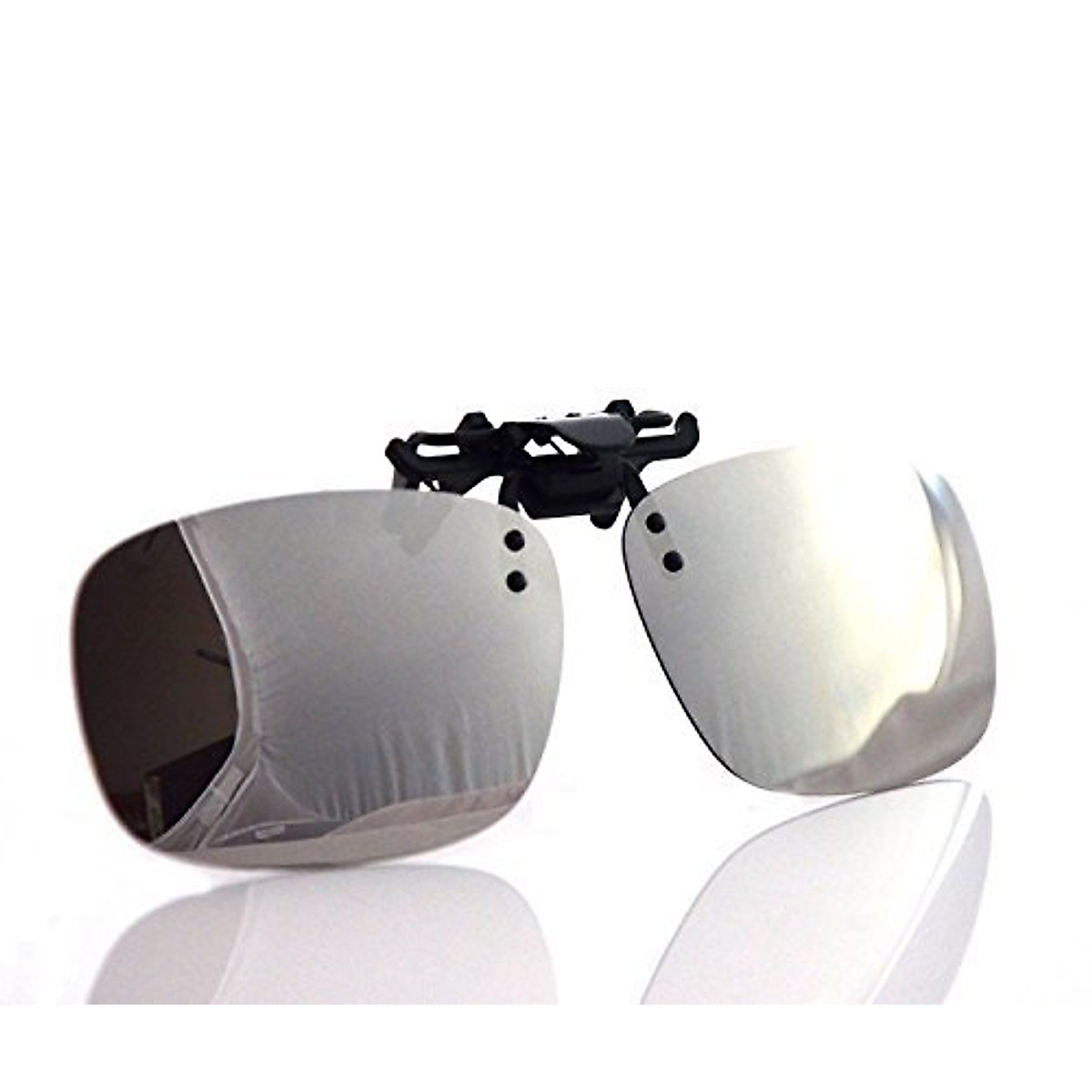 Besgoods Cool Silver Mirror Polarized Clip-on Flip up Sunglasses Plastic Lenses Glasses Outdoor Driving Fishing Sport