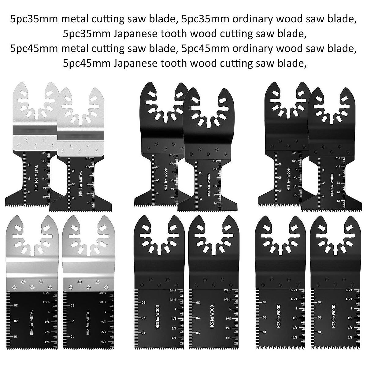 30PCS Professional Oscillating Saw Blades Wood & Bi Metal Cutting Quick Release Multitool Blades Kit Fit Fein Multimaster Porter Cable Black & Decker Bosch Craftsman Ryobi Makita