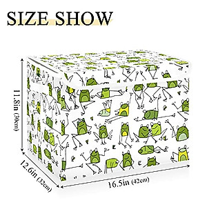 Krafig Cartoon Funny Animal Frog Foldable Storage Box Large Cube Organizer Bins Containers Baskets with Lids Handles for Closet Organization, Shelves, Clothes, Toys