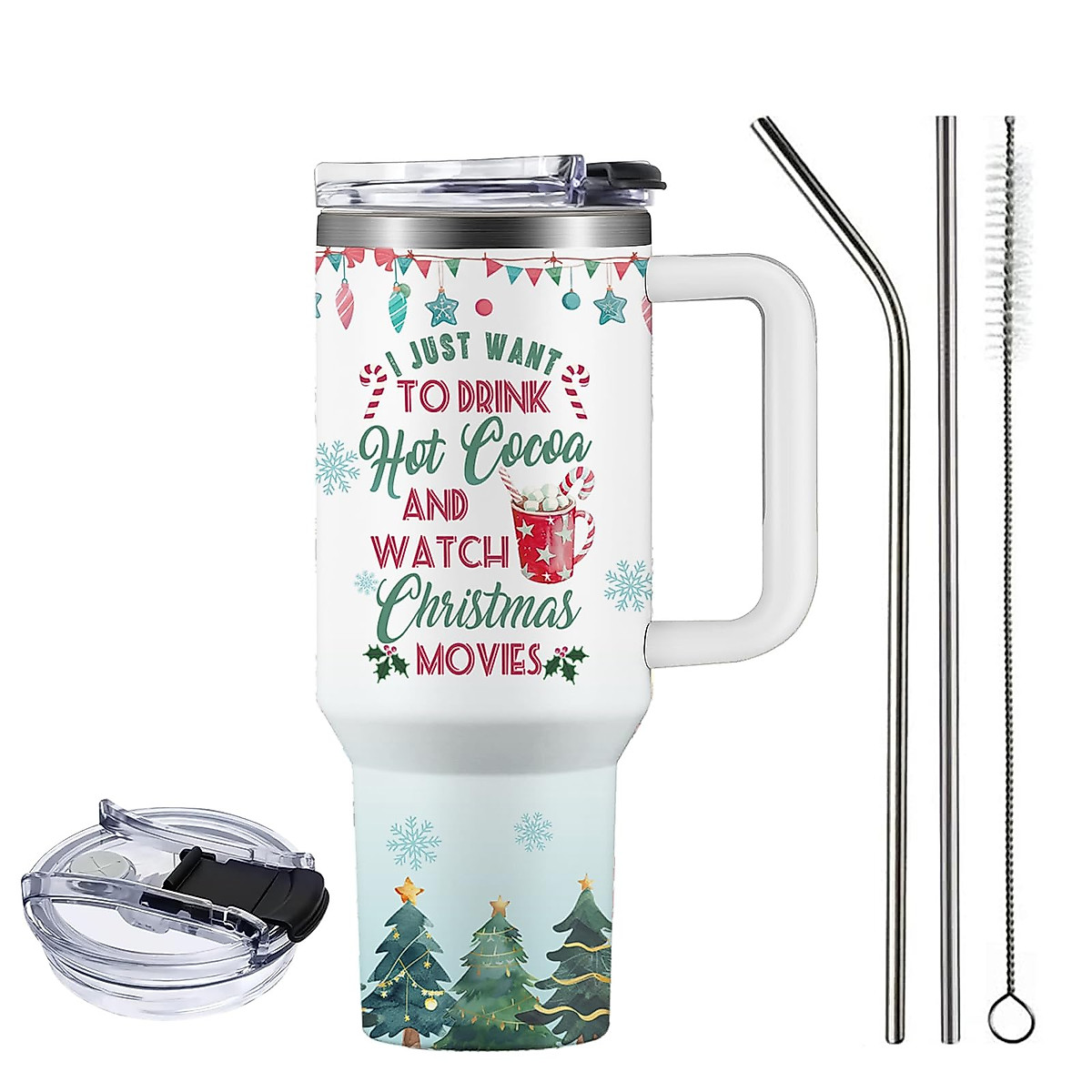 Christmas Nutcracker 40oz Tumbler with Handle and Straw, Nutcracker Gifts for Christmas Travel Mug, Nutcracker Ballet Gifts for Girl, Nutcracker Themed Mouse Soldier Gift for Holiday New Year