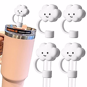 AIERSA Straw Cover for Stanley Cup,4Pcs Cloud Straw Covers Compatible with Stanley 30&40 Oz Tumbler with Handle,Silicone Straw Topper for Stanley Cups Accessories