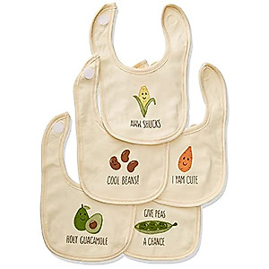Touched by Nature Unisex Baby Organic Cotton Bibs, Guacamole, One Size