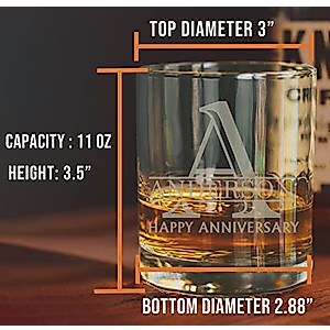 Personalized Etch 11oz Custom Whiskey Glass, Whiskey Gifts for Men, Bourbon Glass Engraved, Birthday Gifts for Men Dad Husband Groomsmen Gifts, Customized Monogram Gifts, Halpert