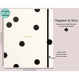 Kate Spade New York Recipe Book with 7 Tabbed Sections and Recipe Card Sleeves, Deco Dot