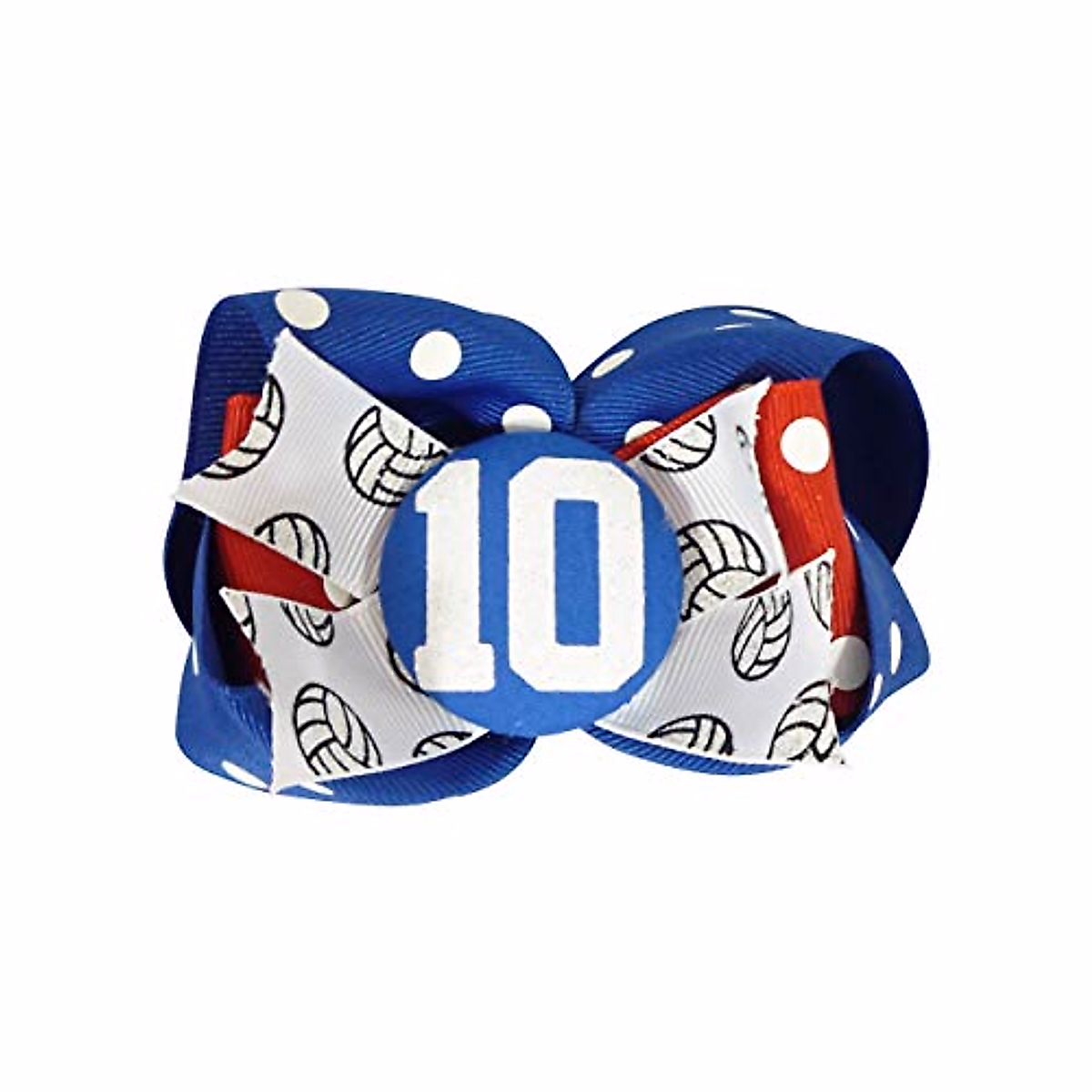 Soccer Bow with Glitter Initial or Number Button, Hot Pink Black and White, Baseball Softball Cheer and Volleyball Football