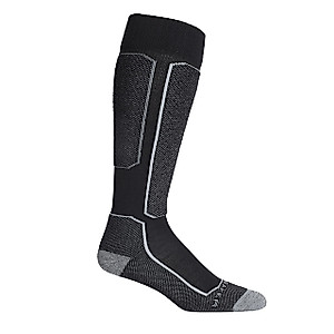 Icebreaker Merino Ski+ Light Men’s Over the Calf Socks, Merino Wool Blend, Soft, Cushioned Knee High Socks for Men with Supported Ankle, Achilles, Instep - Black, Medium