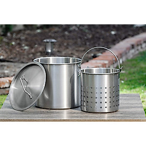 Barton 21Qt Stock Pot w/Strainer Basket Commercial Stainess Steel Food Grade 304 Turkey Deep Fryer Crawfish Clam Steamer