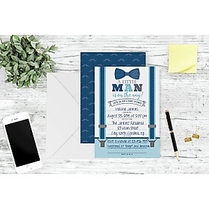 Your Main Event Prints Boy Baby Shower Invitations, 20 Including Envelopes & Diaper Raffle Cards, Little Man, Sprinkle