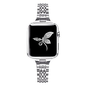 Secbolt Stainless Steel Slim Bands Compatible with Apple Watch 38mm 40mm 41mm iWatch Series 9/8/7/6/5/4/3/2/1/SE, Thin Bracelet for Women, Silver