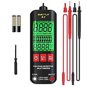 SUETTLA A1 Voltage Tester, Non Contact Voltmeter Digital Smart Multimeter Electric Detector for Measure AC/DC Volt, Liver Wire, Resistance, Continuity