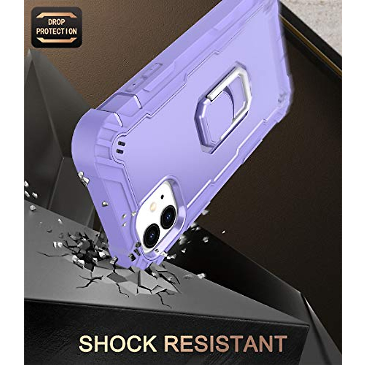 Hitaoyou iPhone 11 Case, iPhone 11 Phone Case, Heavy Duty 3 in 1 Full Body Rugged Shockproof Hybrid Hard PC Soft Rubber Bumper Drop Protective Girls Women Boy Men Covers for iPhone 11, Purple