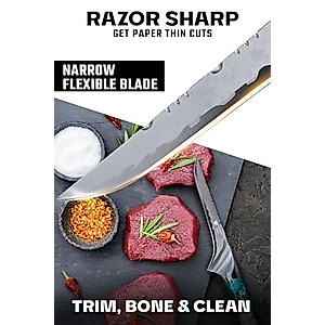 Dalstrong Boning Knife - 6 inch - Valhalla Series - 9CR18MOV HC Steel - Celestial Resin & Wood Handle - Fillet Knife, Meat Cutting, Carving, Bone, Trimming, Deboning - Kitchen Knife - Leather Sheath