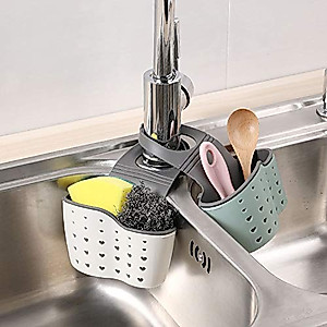 Kitchen Sponge Holder, Kitchen Sink Organizer, Sink Caddy, Sink Tray Drainer Rack, Brush Soap Towel Holder (Beige)