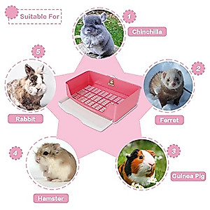 Zdada Rabbit Litter Box Large - Trainer Corner Litter Box for Bunny Ferret Chinchilla and Guinea Pig, Small Animal Litter Box(Pink 15.7" 11.4" 6.2")