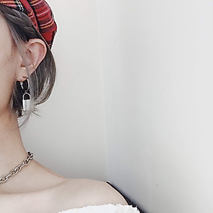 Lock and Key Earrings for Women.Asymmetric Lock Key Earring, Padlock Dangle Hoop Earrings Key Punk Edgy Aesthetic Earrings