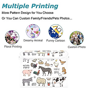 CaTaKu Farm Animals Cute Storage Bins with Lids Fabric Large Storage Container Cube Basket with Handle Decorative Storage Boxes for Organizing Clothes Shelves