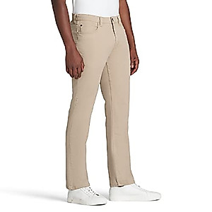 IZOD Men's Saltwater Stretch Flat-Front Chino Pants, Pale Khaki Slim, 33W x 29L