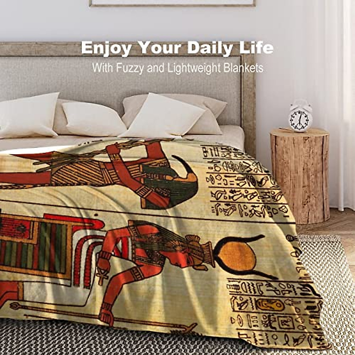 Fleece Throw Blanket for Couch Sofa Bed,Ancient Egyptian Pharaoh Hieroglyphics Vintage Mural Egypt Soft Toddler Blanket,Premium Anti-Static Throw for Home Office Travel Bedroom Living Room, 40"x50"