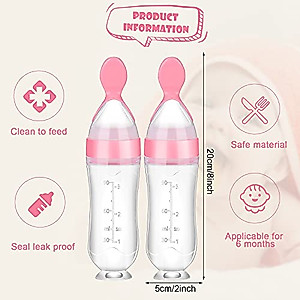 Nuanchu Baby Food Feeder Silicone Squeeze Feeding Spoon Toddler Food Feeder Dispensing Spoon Suction Cup Design Feeder (Pink)