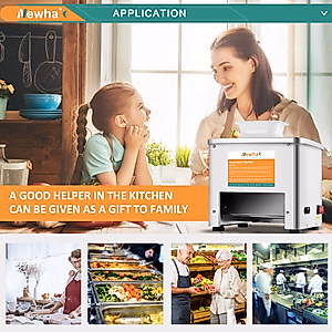 Newhai Upgraded Meat Cutter Machine, Commercial 5mm Electric Meat Slicer, Stainless Steel 350lb/h, for Slices Strips Cubes (Meat thickness: 5mm)