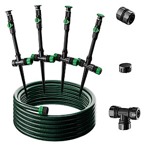 RESTMO Flexible Sprinkler System, Above Ground DIY Irrigation Kit, Multi-Adjustable Lawn Sprinkler Set, Ideal for Plant and Flower Bed Watering, 50ft Garden Hose Included