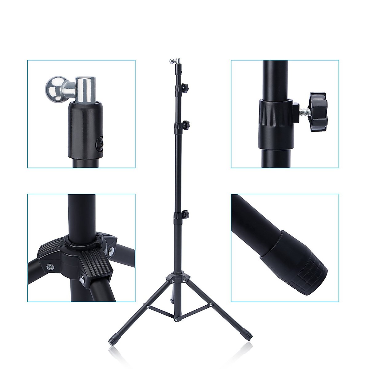 T-SIGN IPad Tripod Stand, Reinforced Foldable Floor Tablet Stand, Height Adjustable 360° Rotating Mount for All 7 to 12 Inches Tablets, Carrying Case, Phone Holder, Bluetooth Remote Control