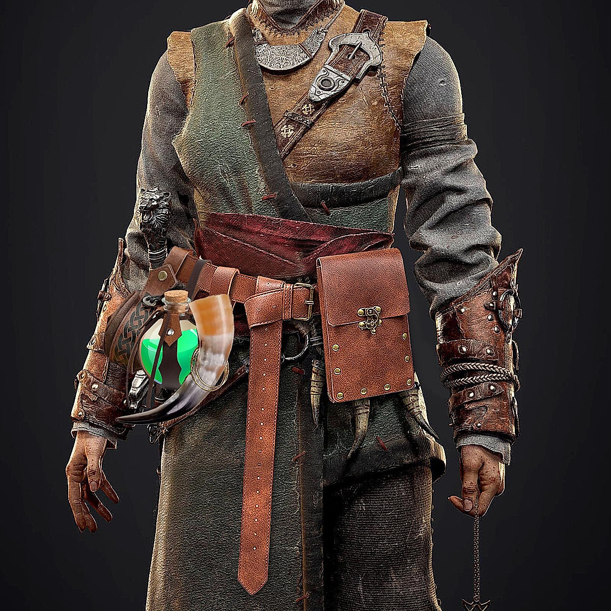 Renaissance Belt Pouch Coin Purse Alight Potion Bottle Skirt Hike Set Medieval Festival Costume Accessories for Halloween (Black)