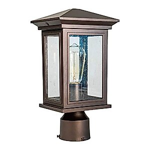 Jetima Outdoor Post Light Finish Waterproof Pole Lantern Lighting Fixture with Tempered Clear Seeded Glass Oil Rubbed Bronze (ORB) for Patio, Garden, Yard, Balcony, Pathway