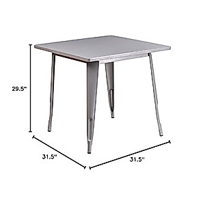 Flash Furniture Commercial Grade 31.5" Square Silver Metal Indoor-Outdoor Table