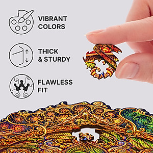 UNIDRAGON Original Wooden Jigsaw Puzzles - Mandala Inexhaustible Abundance, 200 pcs, Medium 9.8"x9.8", Beautiful Gift Package, Unique Shape Best Gift for Adults and Kids